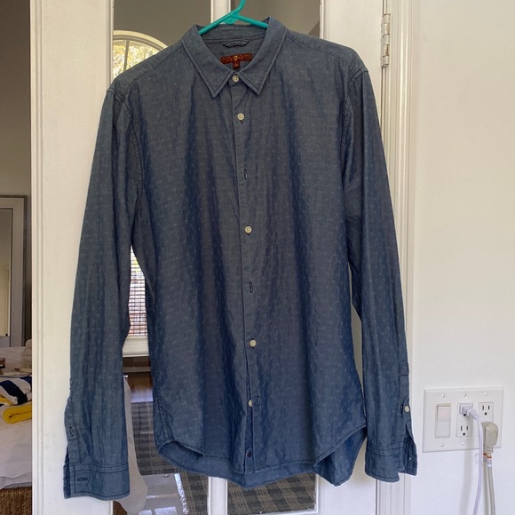 Seven7 | Shirts | Seven 7 Mens Button Down Denim Blue Shirt | Poshmark